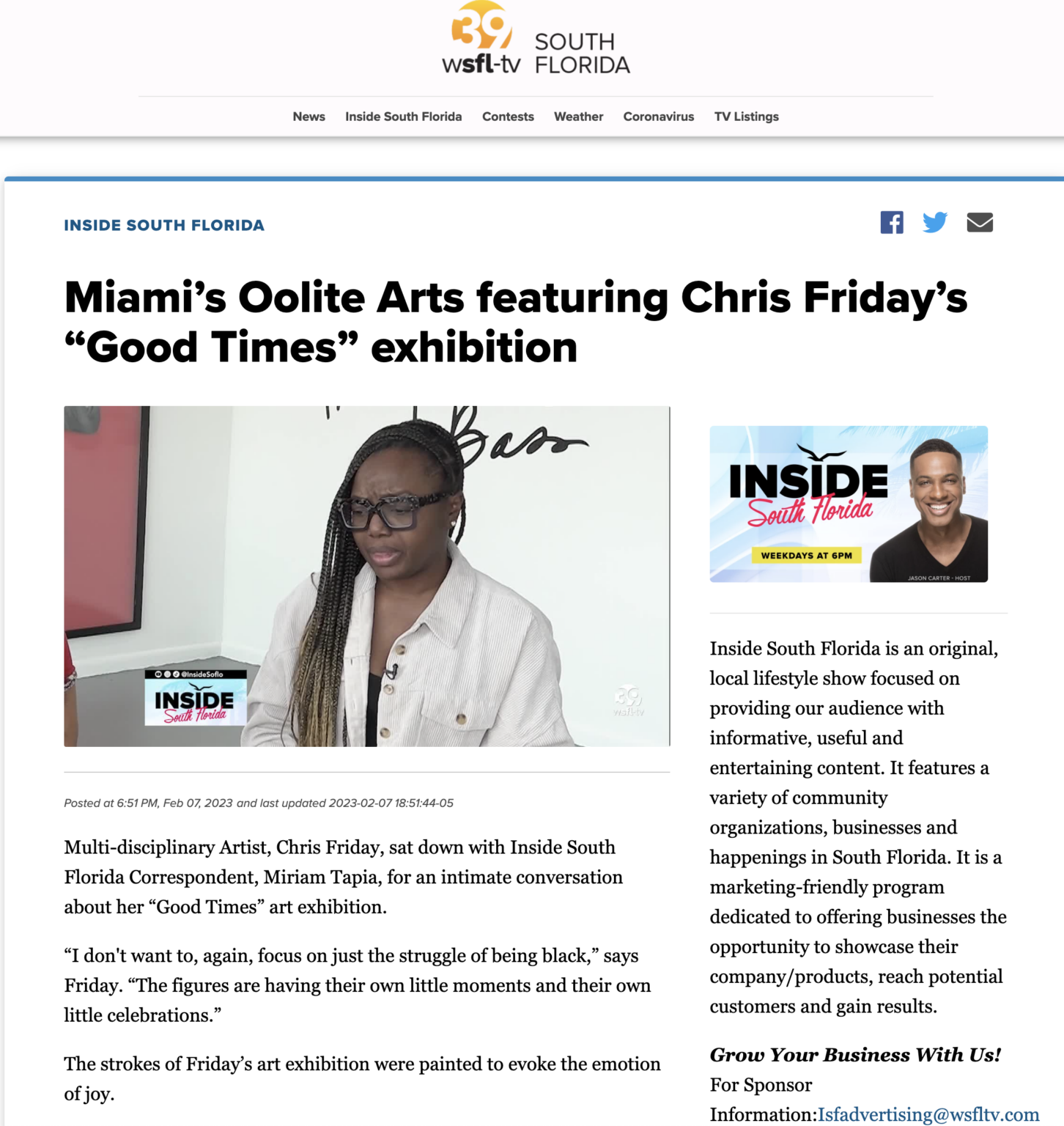 Miami’s Oolite Arts featuring Chris Friday’s “Good Times” exhibition - Oolite Arts
